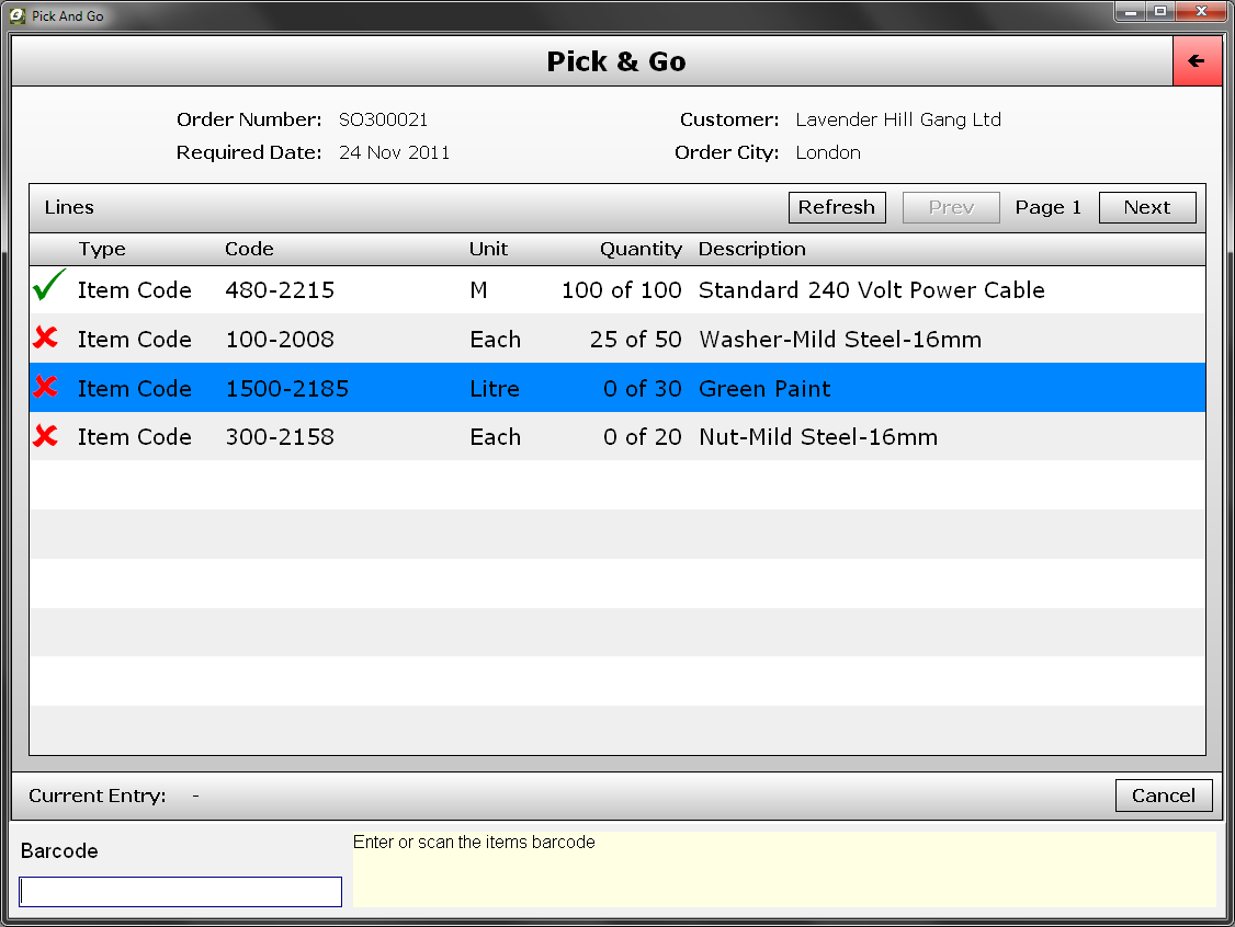 Apps / Barcode Apps / Pick and Go | Solution Management
